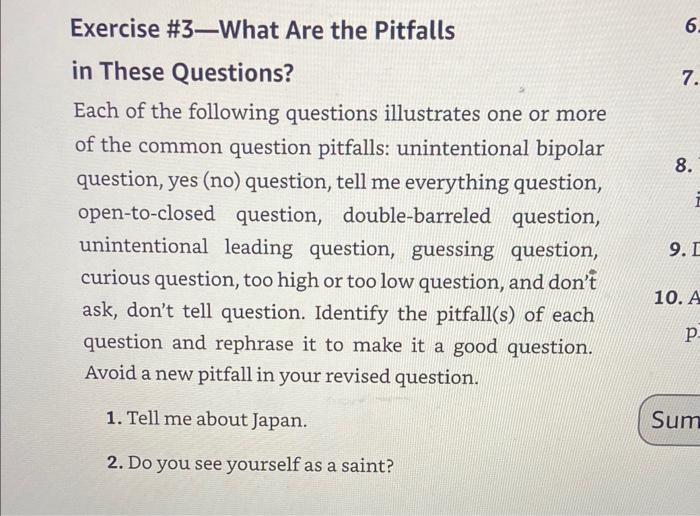 Exercise \#3-What Are the Pitfalls in These | Chegg.com