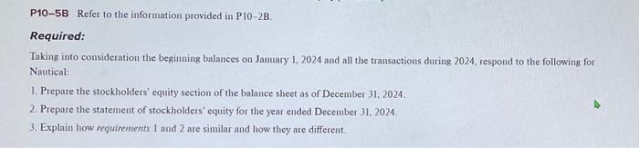 Solved Referring to the information provided in P-10-2B 1) | Chegg.com