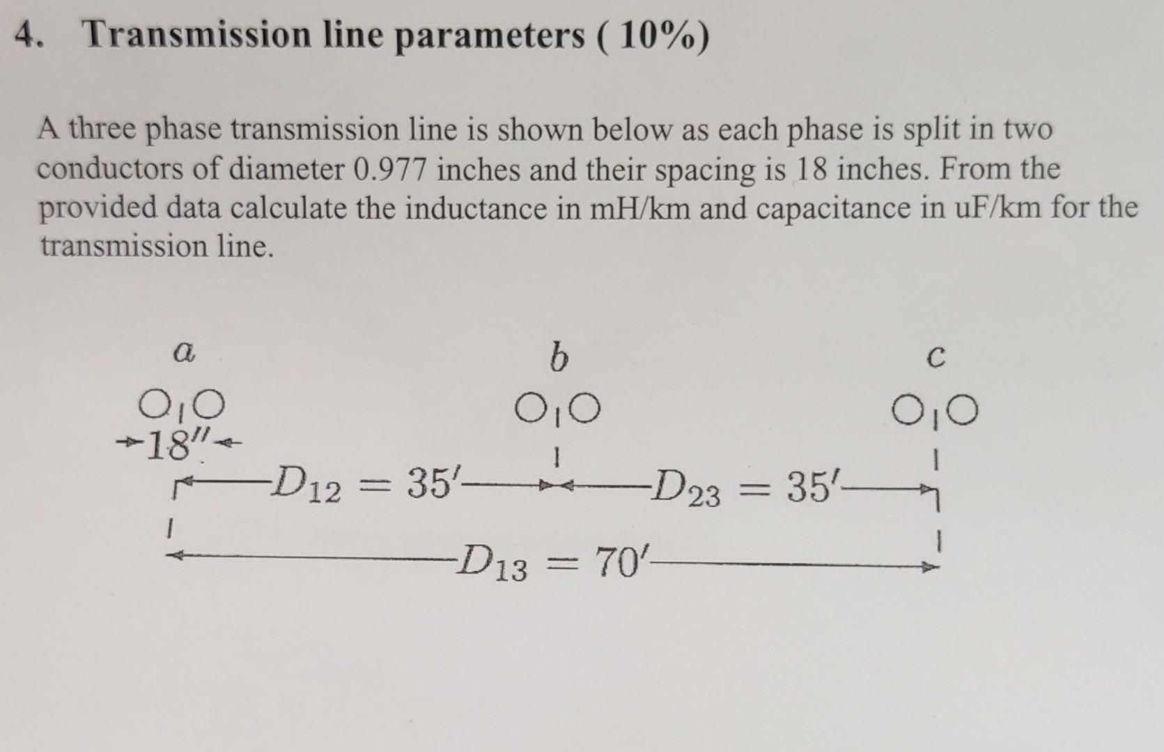 Solved A three phase transmission line is shown below as | Chegg.com