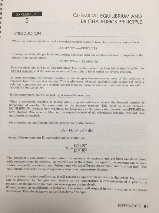 Solved Use le Chatelier's principle to explain the changes | Chegg.com