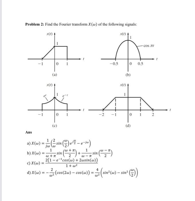 Solved Section 2 Fourier Transform Problem 1 Find The