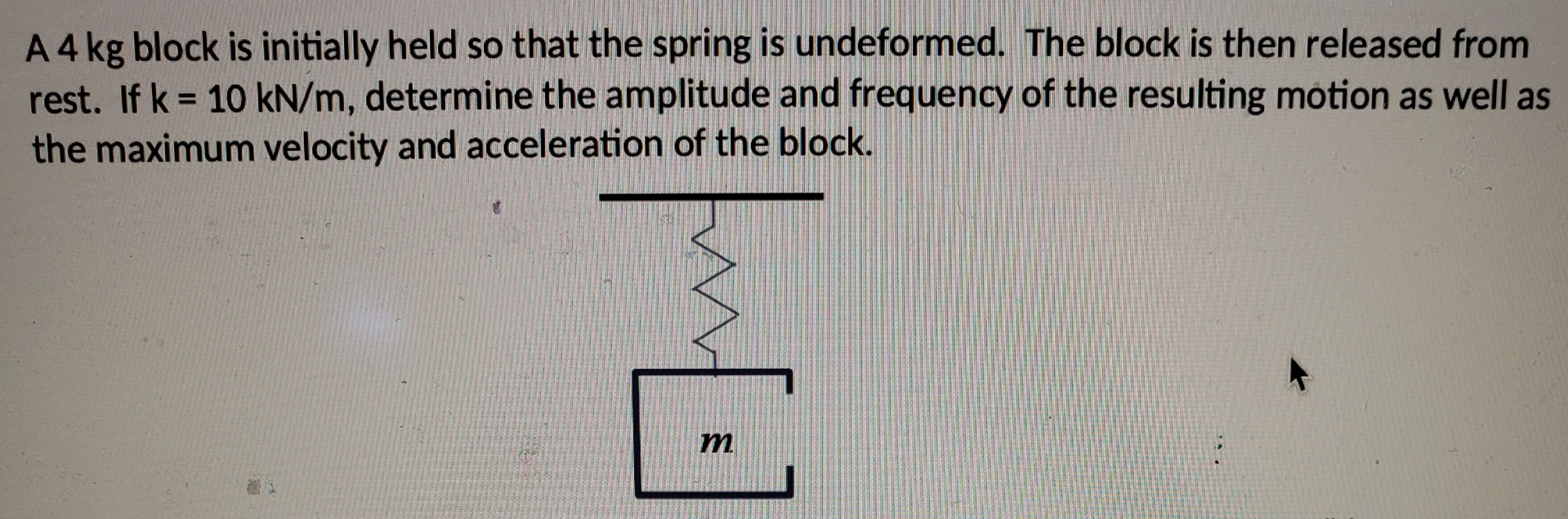 Solved A 4 ﻿kg block is initially held so that the spring is | Chegg.com