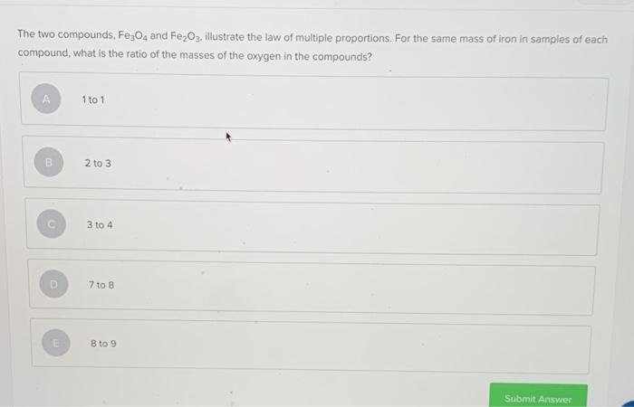 Solved The two compounds, Fe3O4 and Fe2O3, illustrate the | Chegg.com