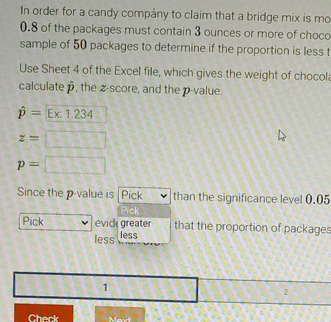 Solved In order for a candy company to claim that a bridge | Chegg.com