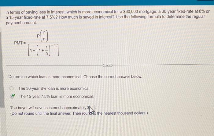 Solved In terms of paying less in interest, which is more | Chegg.com