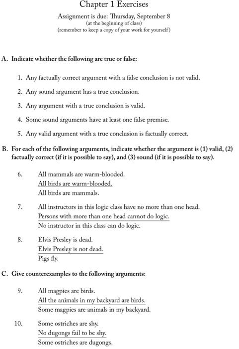Chapter 1 Exercises Assignment is due: Thursday, | Chegg.com