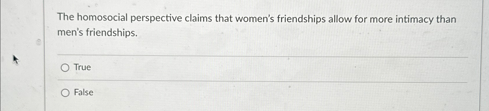 Solved The homosocial perspective claims that women's | Chegg.com