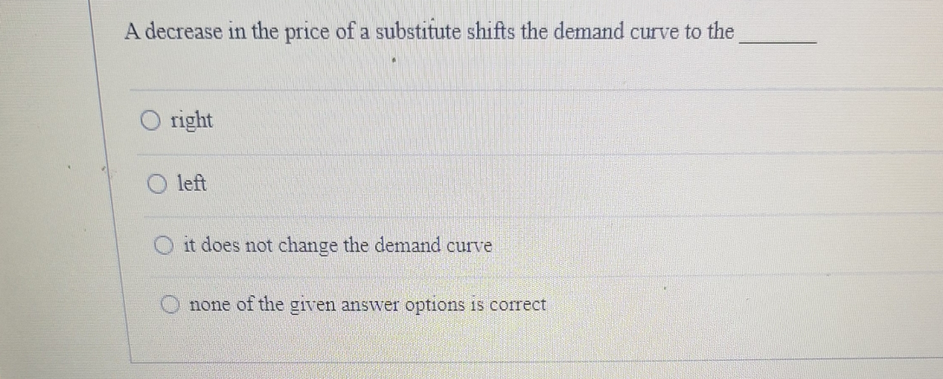 Solved A decrease in the price of a substitute shifts the | Chegg.com