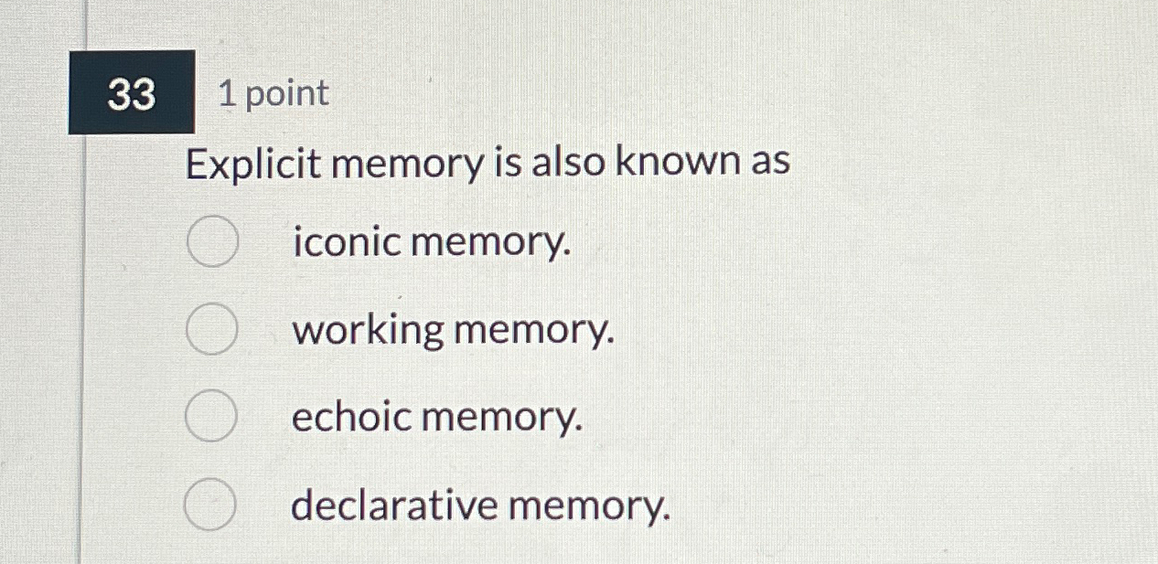 Solved 1 ﻿pointExplicit memory is also known as iconic | Chegg.com