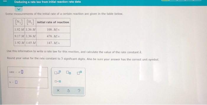 Solved Deducing a rate law from initial reaction rate data | Chegg.com