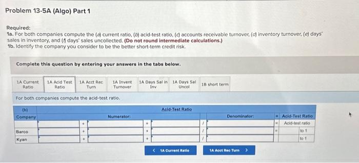 Solved Required information Problem 13-5A (Algo) Comparative | Chegg.com