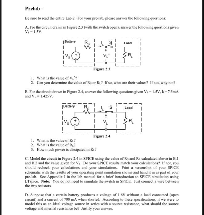 Solved Be sure to read the entire Lab 2. For your pre-lab, | Chegg.com