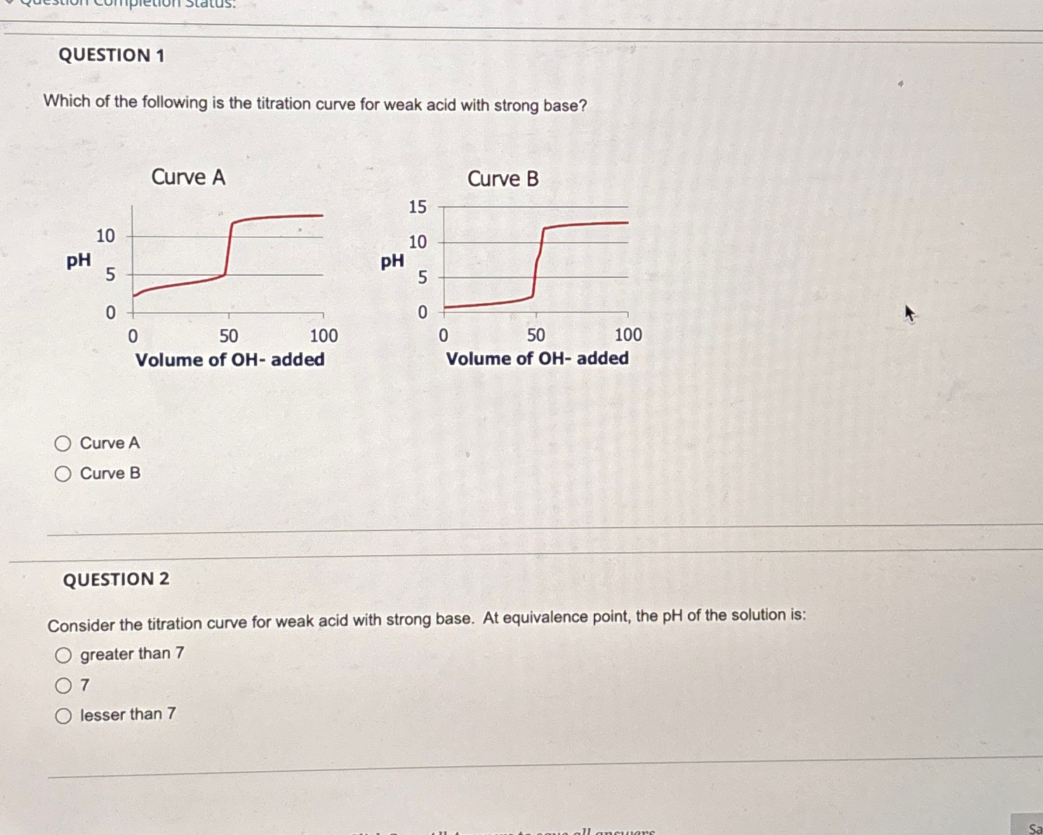 Solved QUESTION 1Which of the following is the titration | Chegg.com