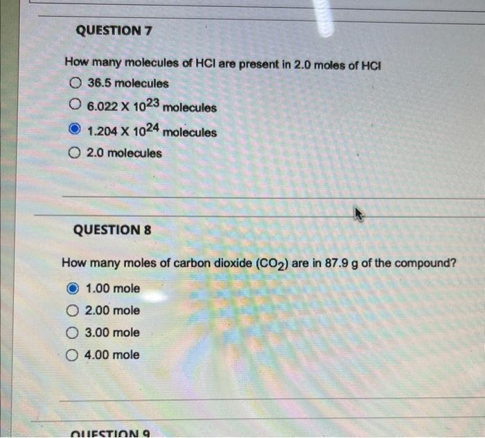 Solved How many molecules of HCl are present in 2.0 moles of | Chegg.com