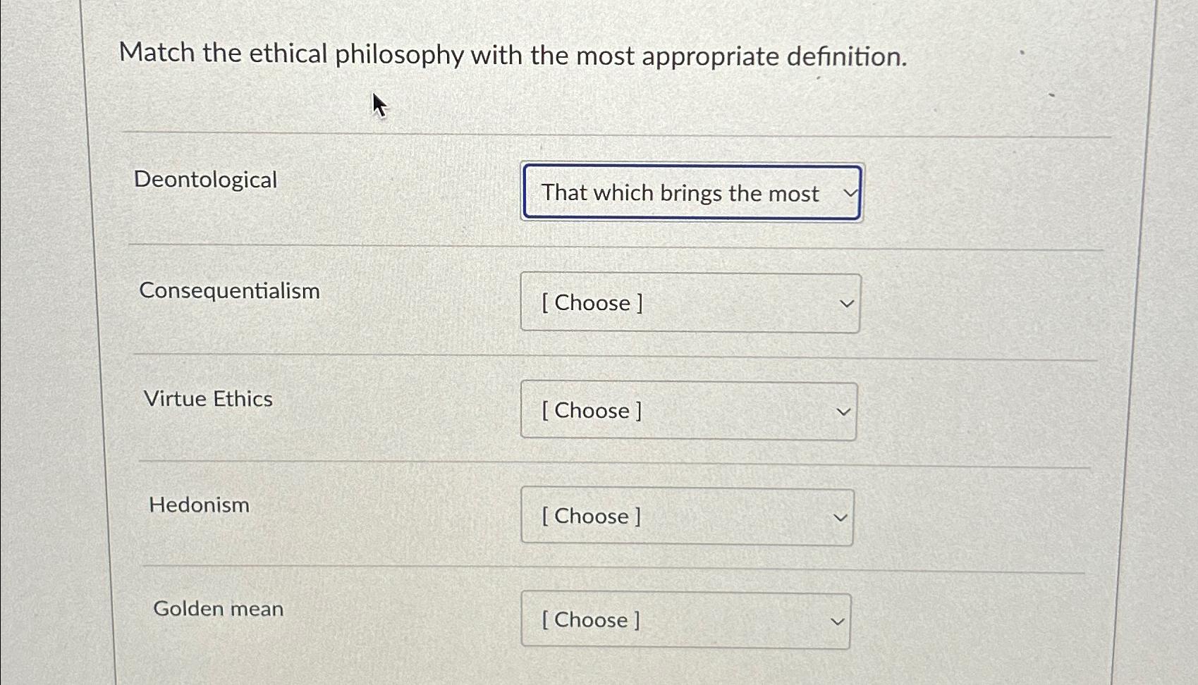 Solved Match the ethical philosophy with the most | Chegg.com