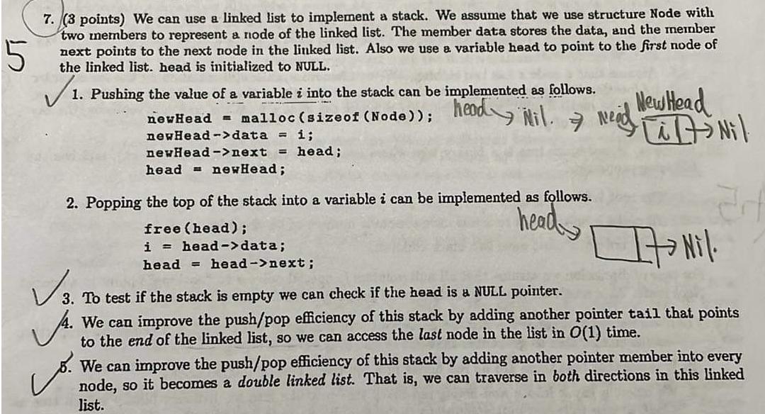 Solved (3 ﻿points) ﻿We can use a linked list to implement a | Chegg.com
