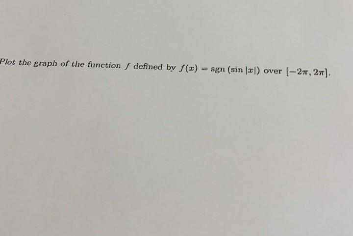 Solved Plot the graph of the function f defined by f(2) sgn | Chegg.com