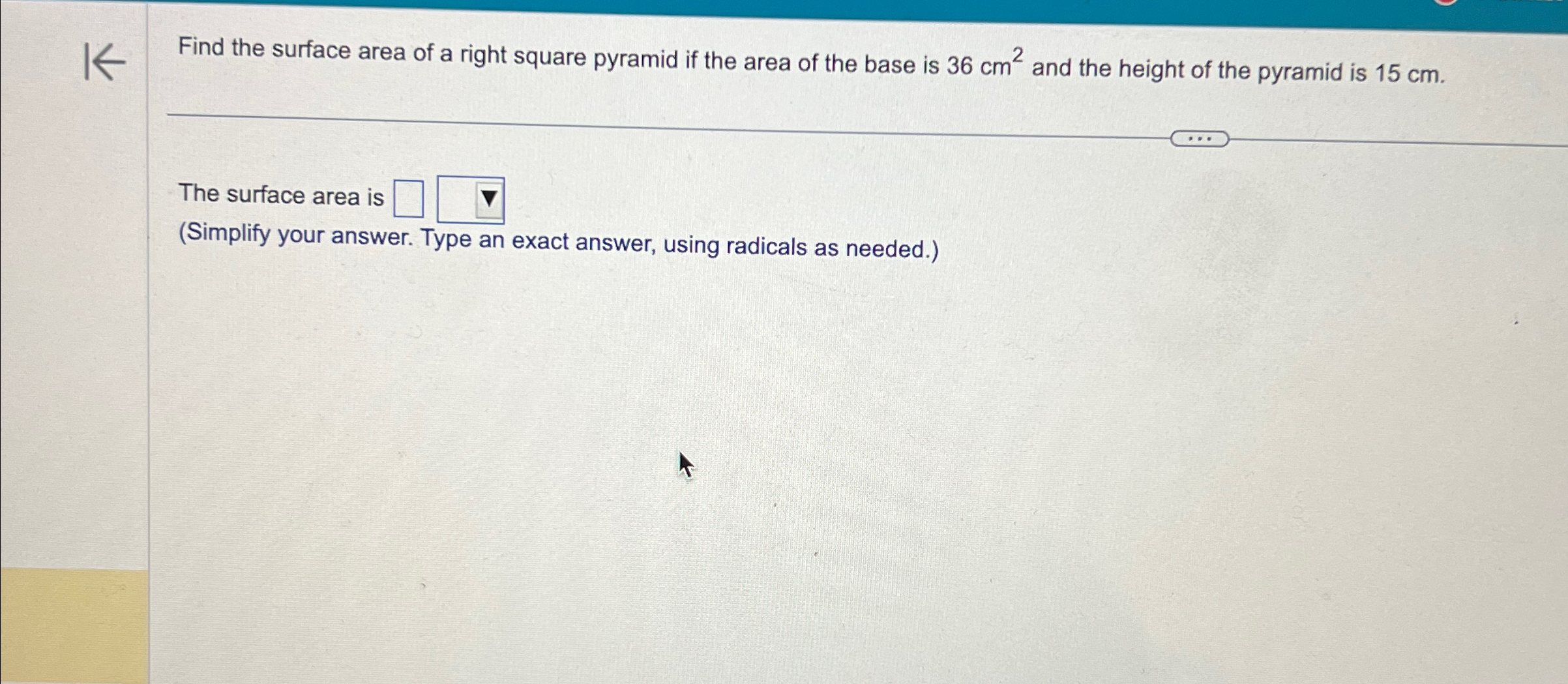 Solved Find the surface area of a right square pyramid if | Chegg.com