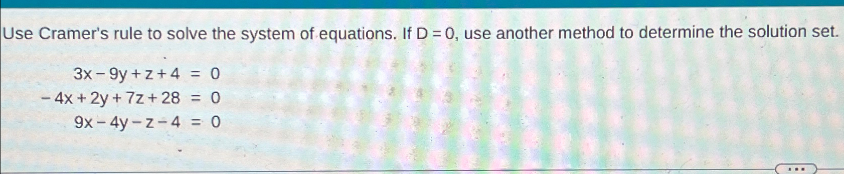 Solved Use Cramer's rule to solve the system of equations. | Chegg.com
