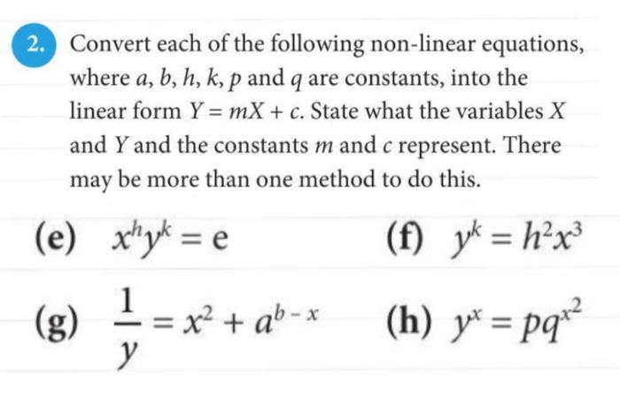 Solved 2. Convert each of the following non-linear | Chegg.com