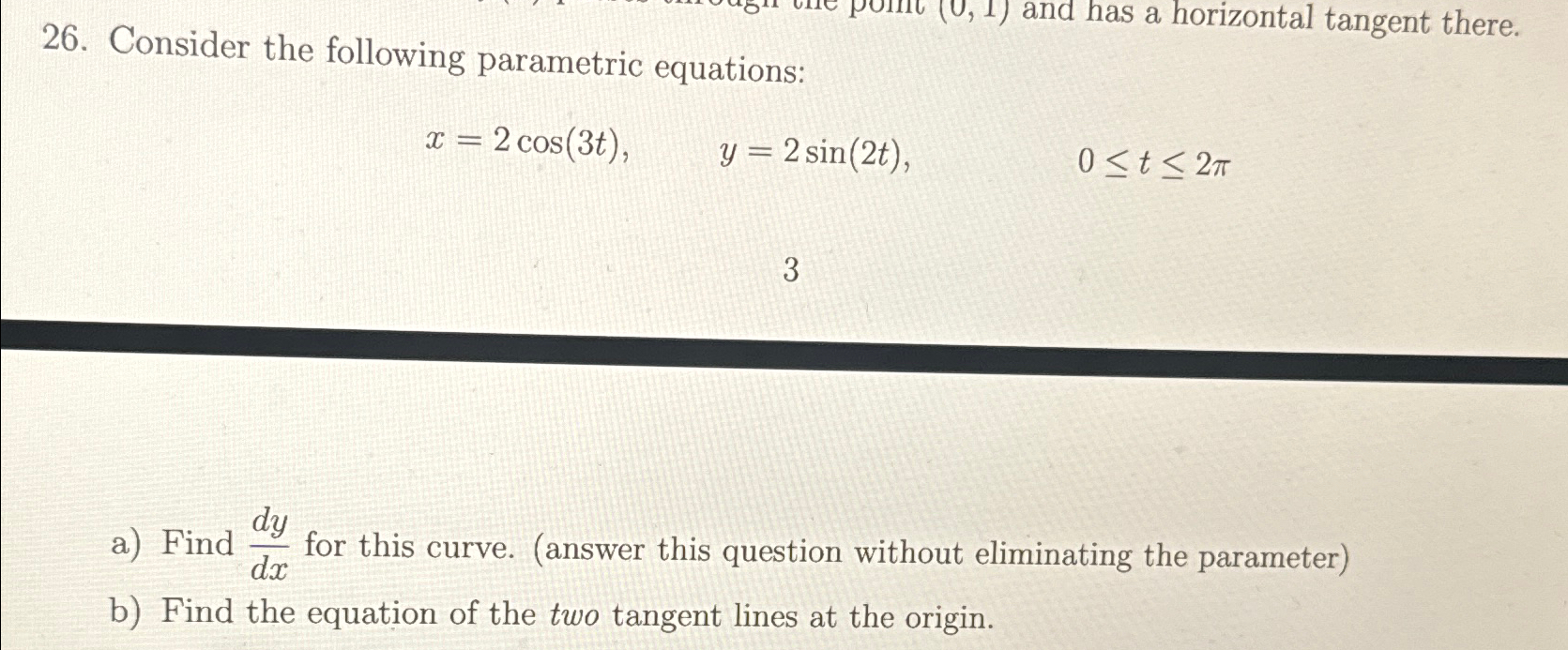Solved Consider the following parametric | Chegg.com