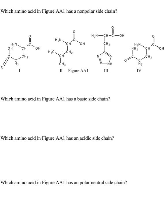Solved Which amino acid in Figure AAl has a nonpolar side | Chegg.com