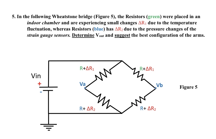 Solved In the following Wheatstone bridge (Figure 5), ﻿the | Chegg.com