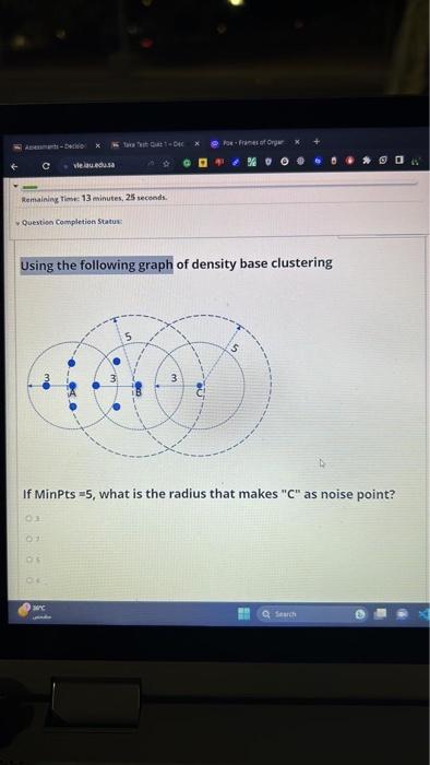 Using the following graph of density base clustering | Chegg.com