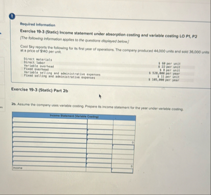 Solved 1Required informationExercise 19-3 (Static) ﻿income | Chegg.com