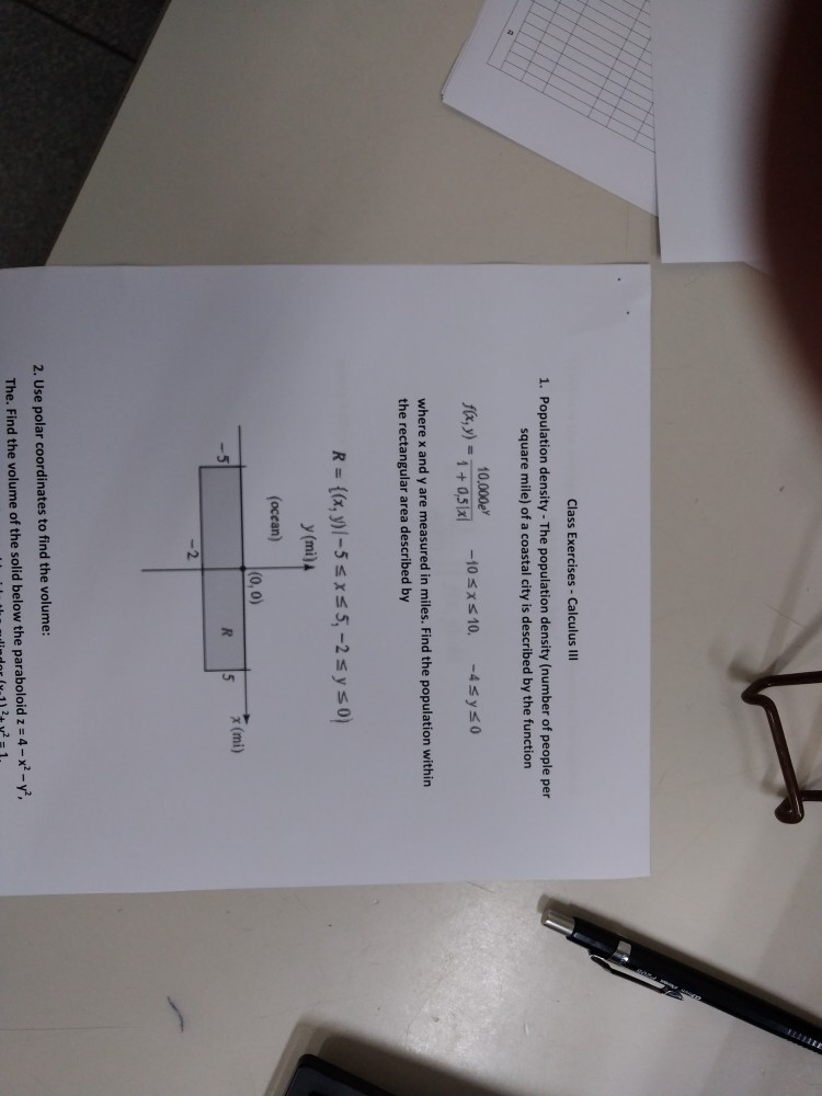 Solved Class Exercises - Calculus III 1. Population density | Chegg.com