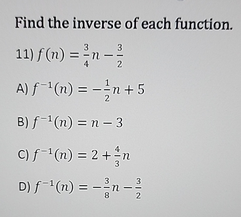 Solved Find The Inverse Of Each