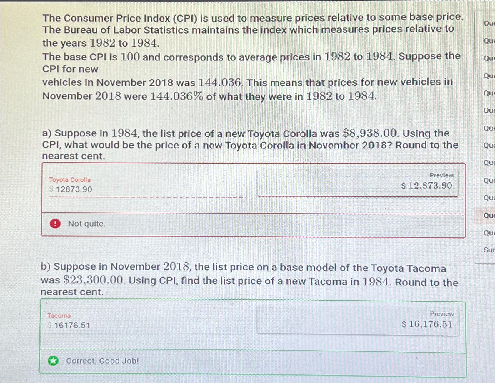 Solved The Consumer Price Index (CPI) ﻿is used to measure | Chegg.com
