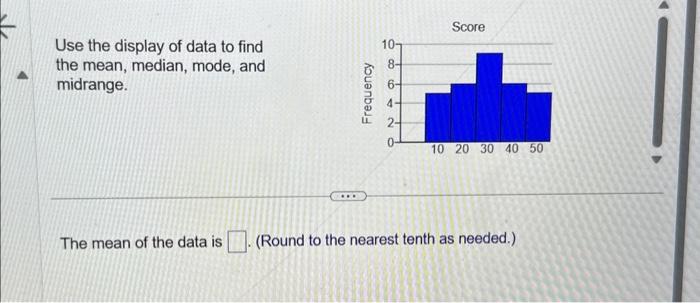Solved Use the display of data to find the mean, median, | Chegg.com