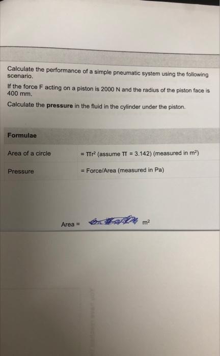 Solved Calculate the performance of a simple pneumatic | Chegg.com
