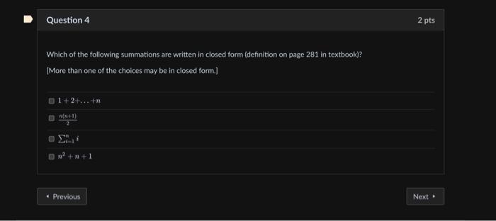 Solved Question 4 Which of the following summations are | Chegg.com