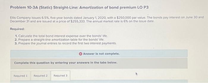 Solved Problem 10-3A (Static) Straight-Line: Amortization of | Chegg.com
