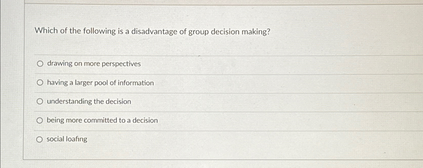 Solved Which of the following is a disadvantage of group | Chegg.com