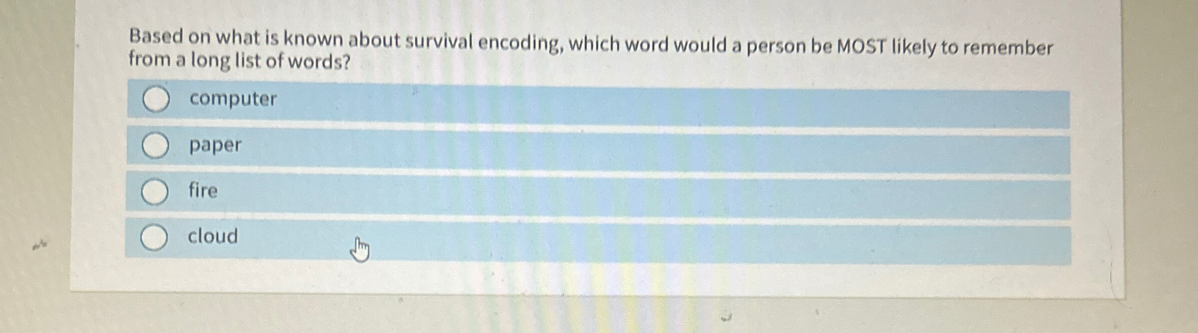 Solved Based on what is known about survival encoding, which | Chegg.com