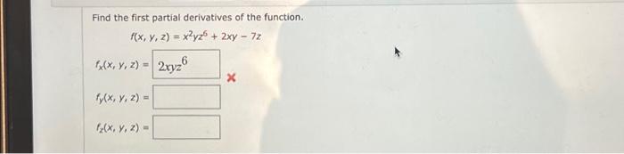 Solved Find the first partial derivatives of the function. | Chegg.com