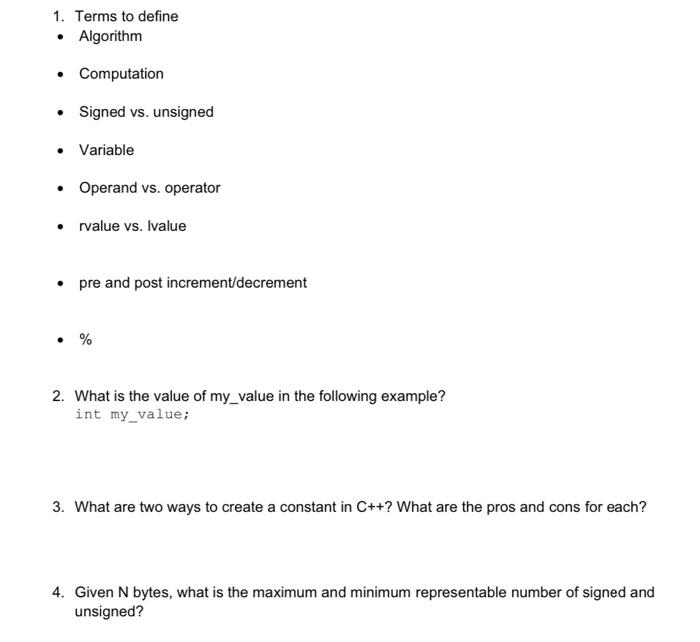 Solved 1 Terms To Define Algorithm Computation Signed 9047
