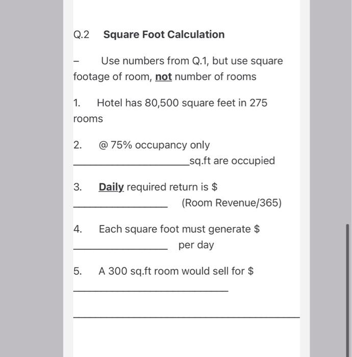 Solved Q 1 The Hubbart Room Rate Formula Operating Expenses Chegg