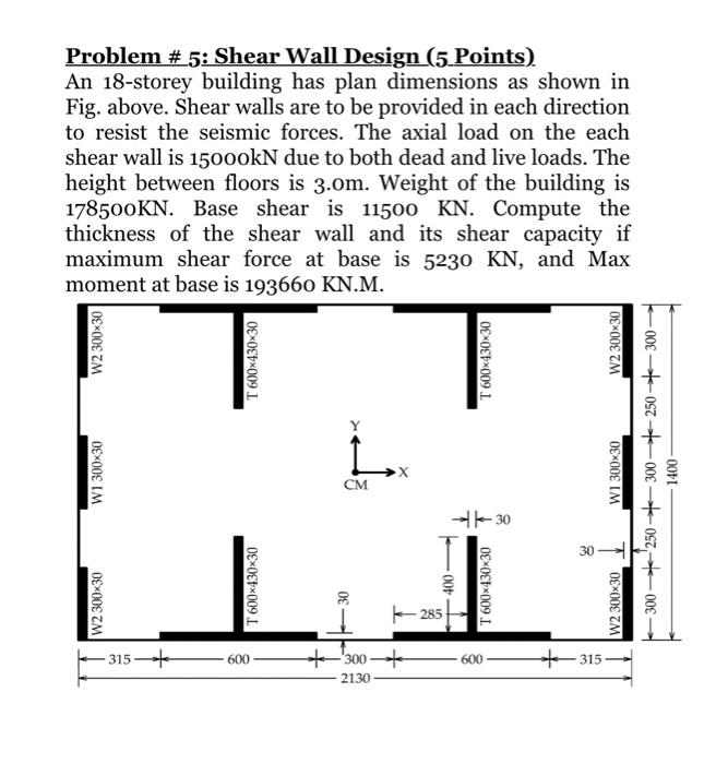 Problem #5: Shear Wall Design (5 Points) An 18-storey | Chegg.com