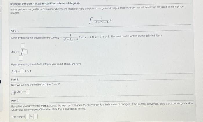 Solved Improper Integrals - Integrating a Discontinuous | Chegg.com