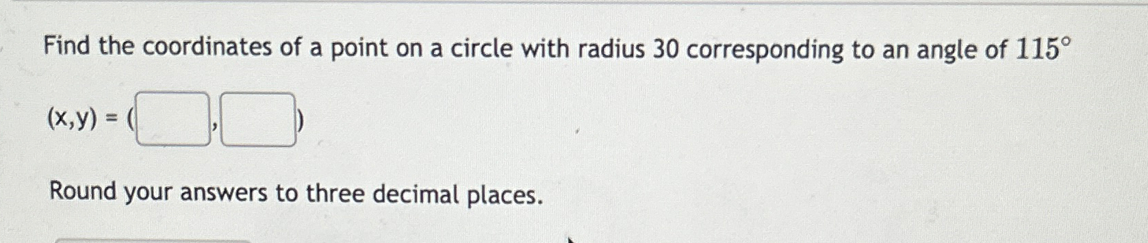 Solved Find the coordinates of a point on a circle with | Chegg.com