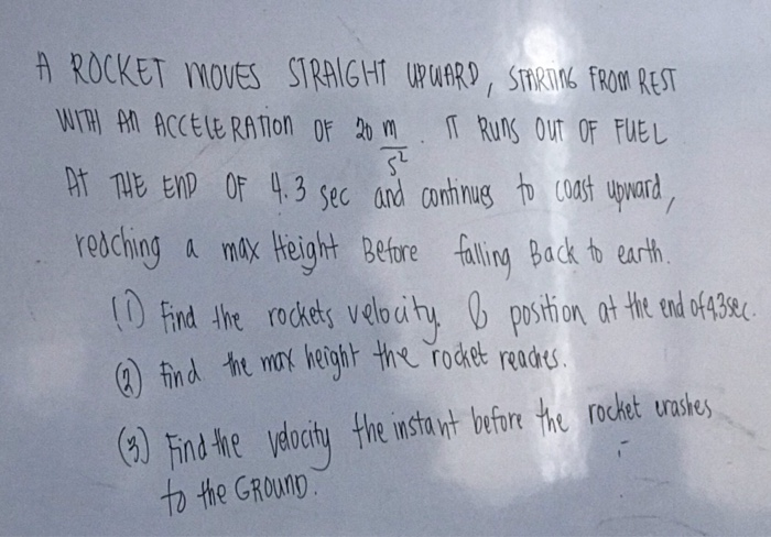 Solved A ROCKET MOVES STRAIGHT UPWARD, Storting from REST | Chegg.com