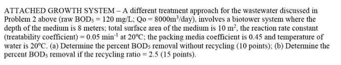 Solved ATTACHED GROWTH SYSTEM - A different treatment | Chegg.com