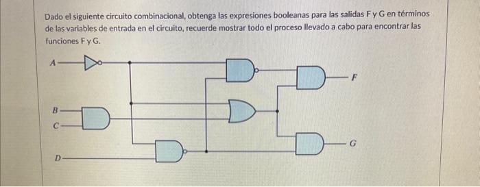 Solved Dado el siguiente circuito combinacional, obtenga las | Chegg.com