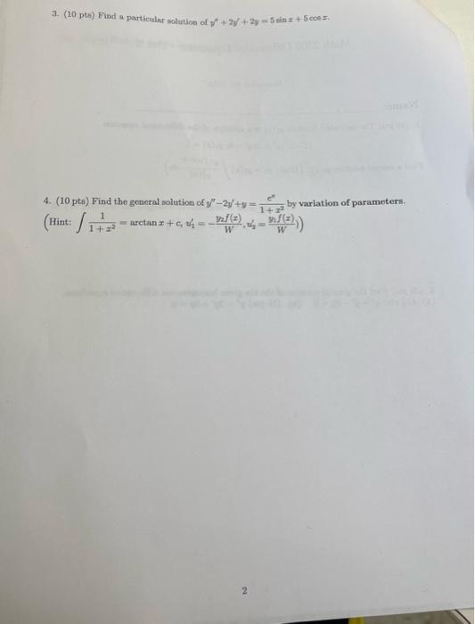 Solved 3. (10 pts) Find a particulin solution of | Chegg.com