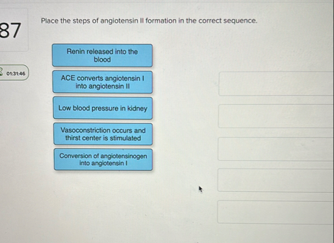 Solved Place the steps of angiotensin II formation in the | Chegg.com
