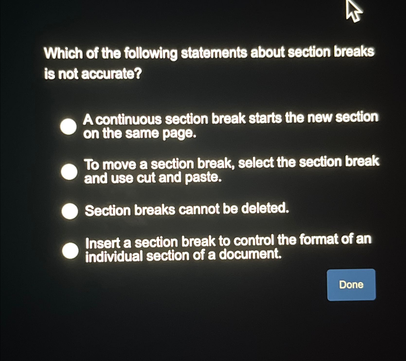 Solved Which of the following statements about section | Chegg.com